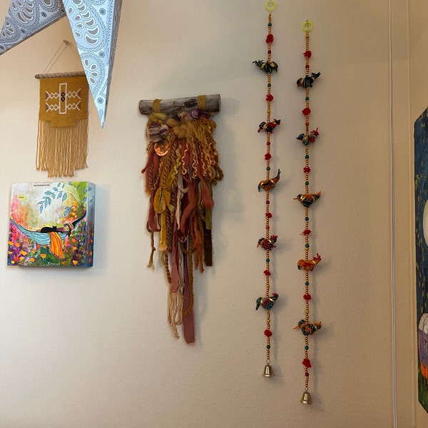 Set of 2,indian Handmade Bird Hanging With Bells, Indian Bird Garland ...