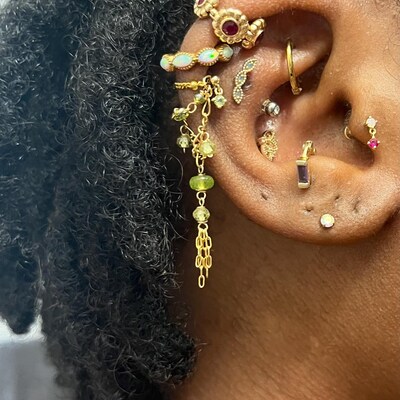 Chain for 1.2mm/16ga.6mm/8mm/10mm Curved Barbell Anti Tragus Snug ...