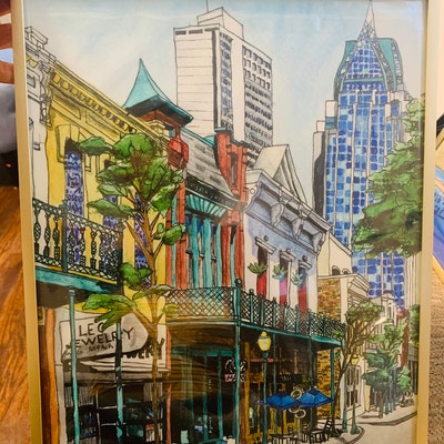 Dauphin Street Watercolor Print, Mobile, Alabama Art, Cityscape ...
