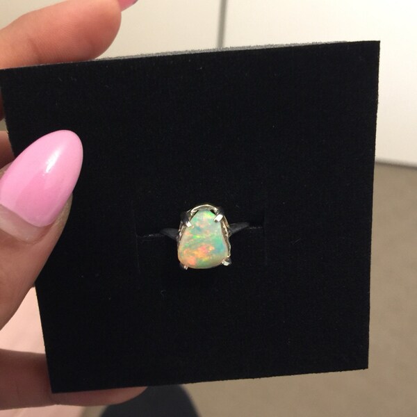 Black Australian Opal Gold Ring Ryan Gosling Style Statement One of a ...