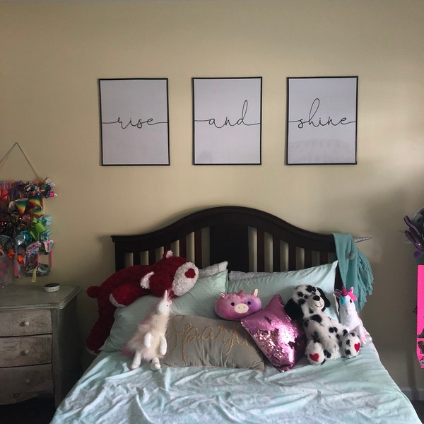 Rise and Shine Printable Sign Set, Bedroom Prints, Over Bed Signs ...