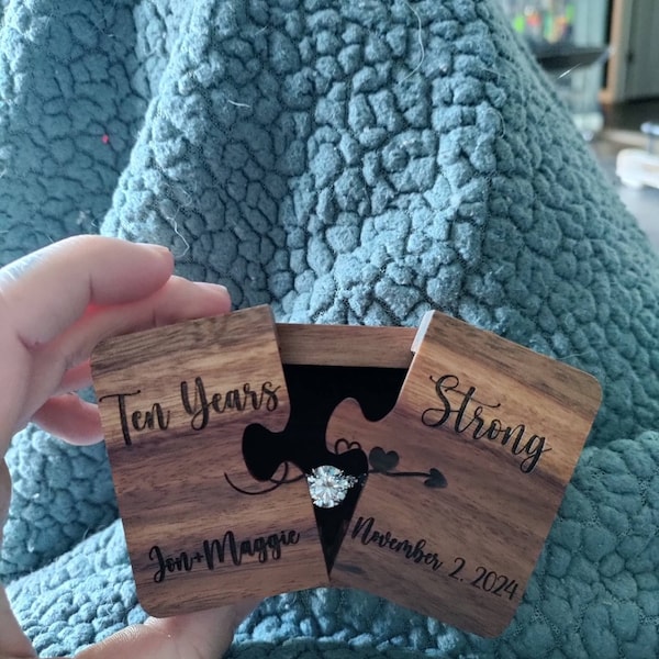 Wooden Ring Puzzle Box, Personalized Better Together Ring Box, Engraved ...