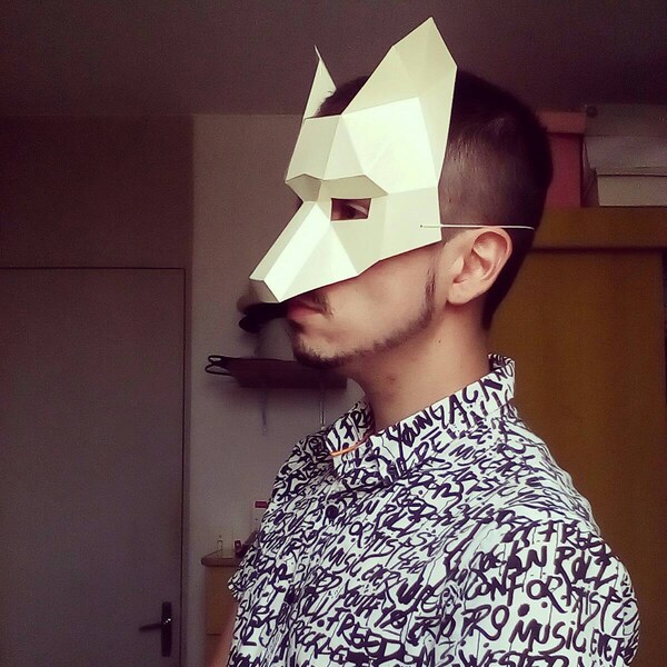 Fox 3D Papercraft Mask Template, Low Poly Paper Mask, Unique Halloween ...