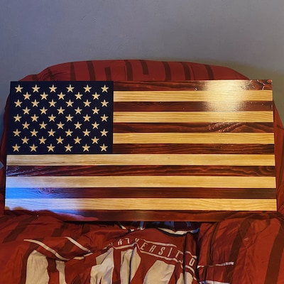 Rustic Flag sizes 26x14 to 60x33, Customizable, Wooden Flag, Medium ...