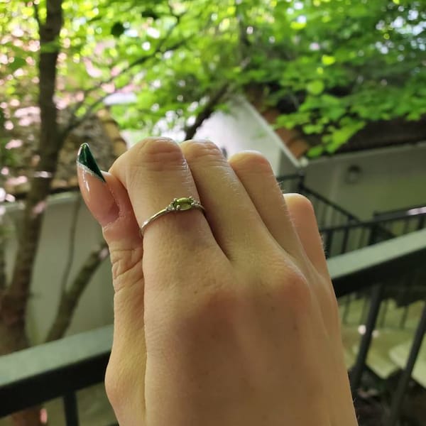 Natural Peridot Ring in Sterling Silver, Genuine Green Periot Ring ...