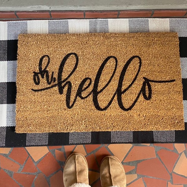 Oh Hello Doormat, Hello Welcome Mat, Housewarming Gift, Cute Doormat ...
