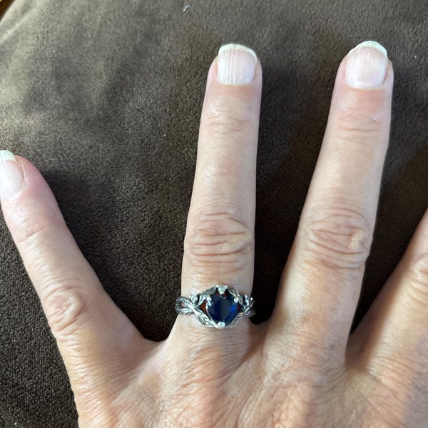 Elven Wedding Ring, Elven Engagement Ring, Dark Elven Silver Natural ...