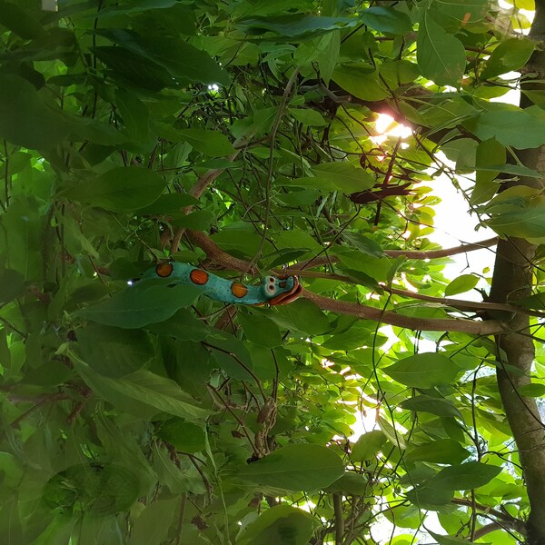 Ceramic Tree Snake, for Hanging, Frost-proof, Unique, Turquoise, Garden ...