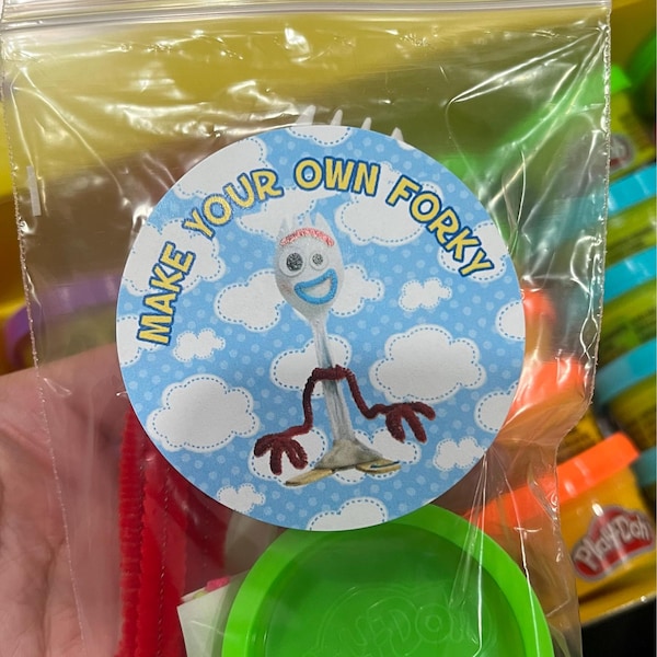 Toy Story 4 Forky Stickers, Make Your Own Forky Round Party Labels for ...
