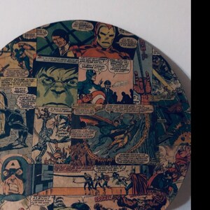 Comic Book Customized Vinyl Record Collage Superhero Vintage Comic Book ...