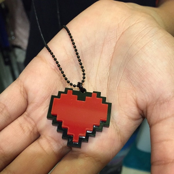 Pixel Heart Necklace - Undertale Cosplay of Frisk Chain - Etsy