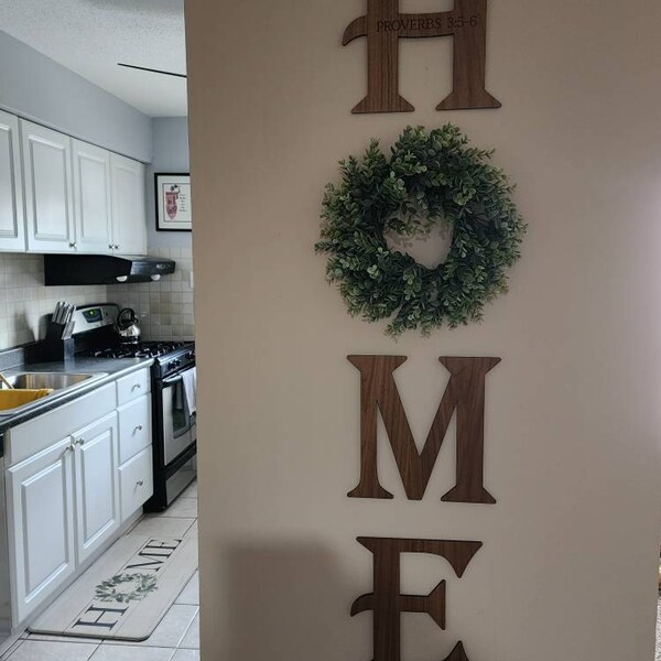 HOME Letters Décor | Walnut Wood HOME Sign | Wooden Home Sign Wall ...