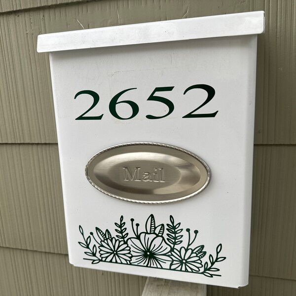Flower Mailbox Decal, Personalized Mailbox Decal, Mailbox Number Decal ...