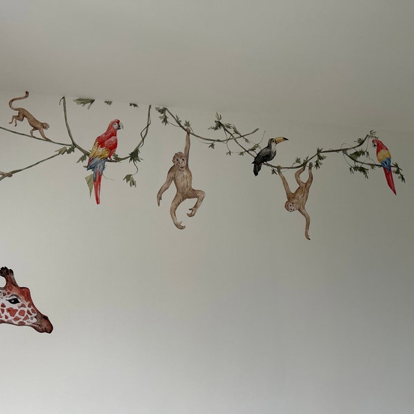 Tropical Animals Stickers, Nursery Room Decor, Peel and Stick, Jungle ...