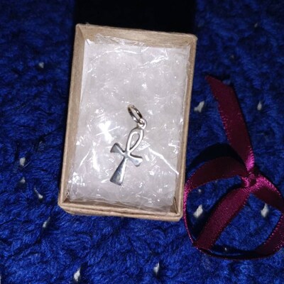 Sterling Silver Teeny Tiny Ankh VERY SMALL charm Only or Necklace ...