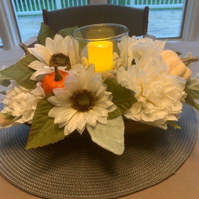 Fall Flower Centerpiece for Dining Table Fall Arrangement Farmhouse ...