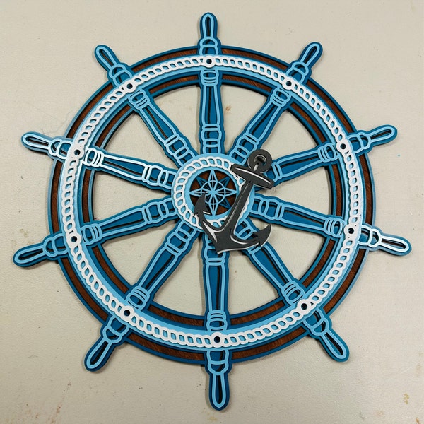 Multilayer Ship Wheel Laser Cut File Ship SVG Layered Svg Files Dxf ...