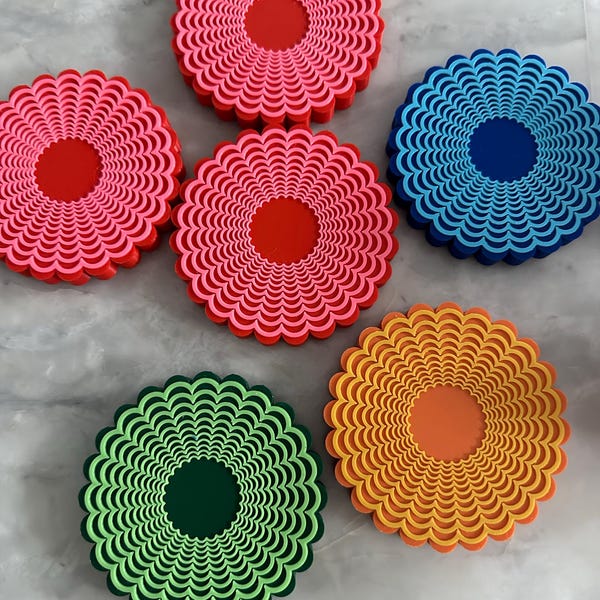 3D Printed Drink Coasters (SET OF 4+) - BLOOM L Made to Order - Etsy