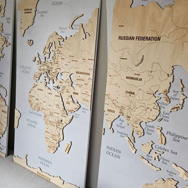 World Map Push Pin Wall Art With FREE Pins, Cork World Map Board ...