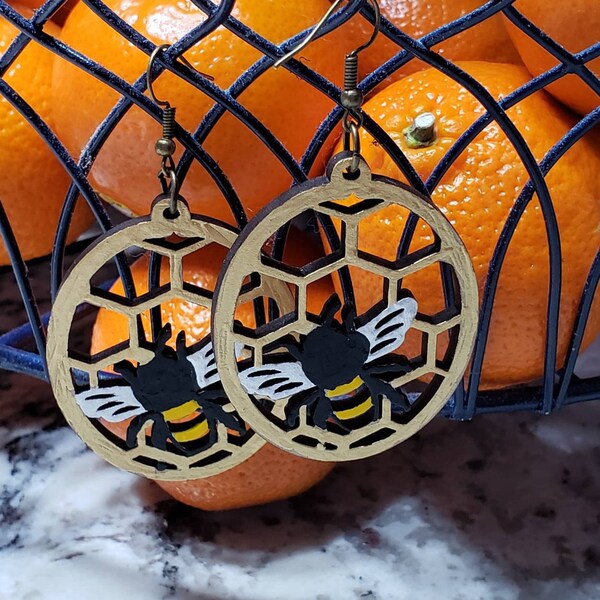 Honeycomb Bee Earring Cut File for Glowforge - Etsy
