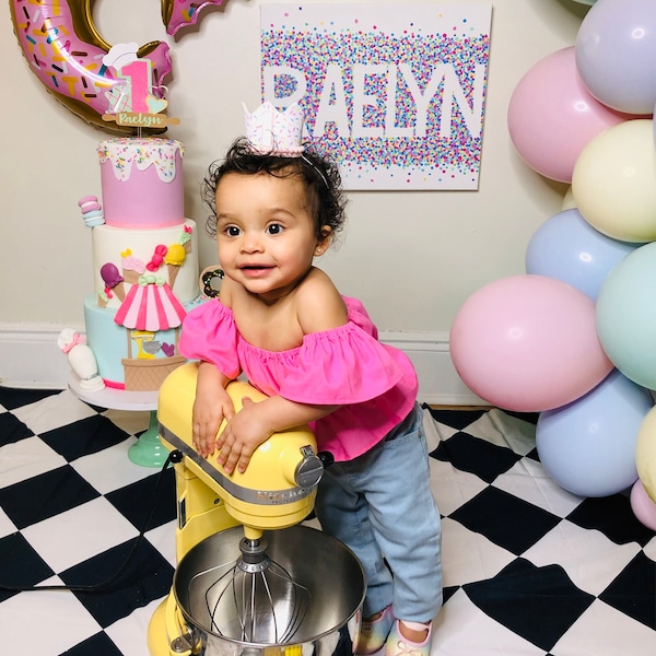 Sprinkle Mini Birthday Crown – Customizable Glitter Number, Pink Pom ...