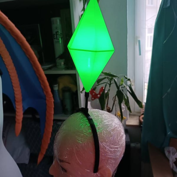 HUGE Sims LED Plumbob Headband / Life Size Light up Mood Plum Bob ...