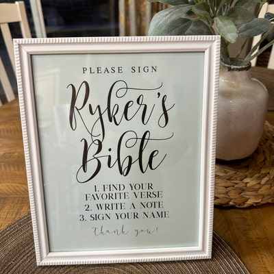 Please Sign Baby Bible, Baby Shower Guest Book Sign, Bible Guestbook ...