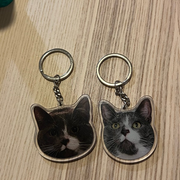 Custom Cat Keychain/keyring, Cat Portrait Keychain, Cat Loss Gift, Cat ...