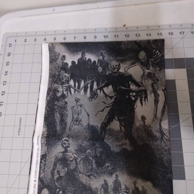 NEVERMORE COLLAGE Edgar Allen Poe Michael Miller Fabric Raven, Skull ...