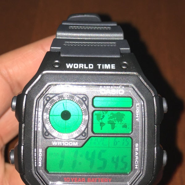 Custom Black Casio World Time Watch With Color Screen Mod (pick Your ...