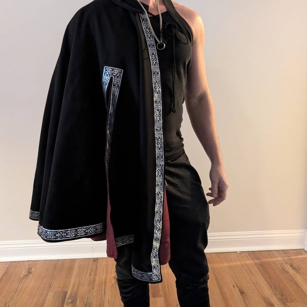 Musketeer Black Cassock, Cloak or Cape Made of Wool With Gold Trims and ...