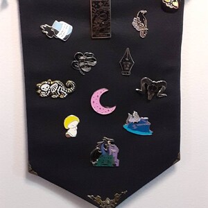 Enamel Pin Banner With Flower Embroidery And Pompom Trim | Etsy