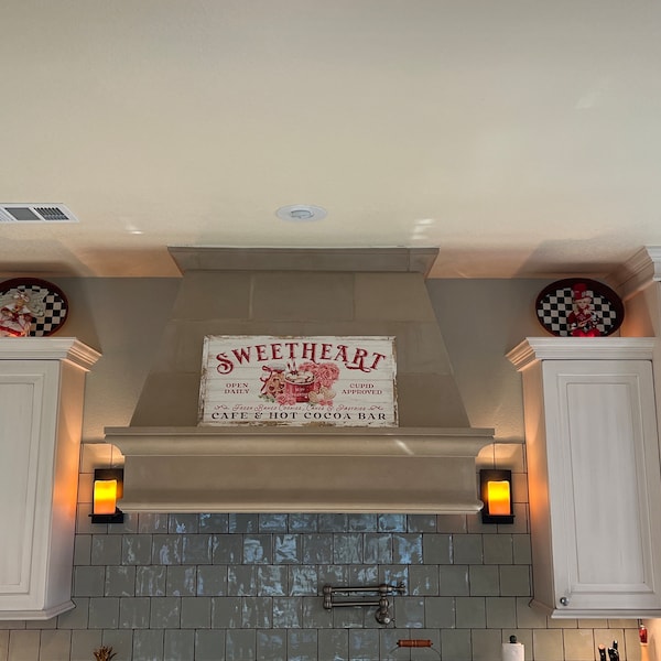 Sweetheart Cafe & Hot Cocoa Bar Valentine's Day Sign, Rustic Kitchen ...
