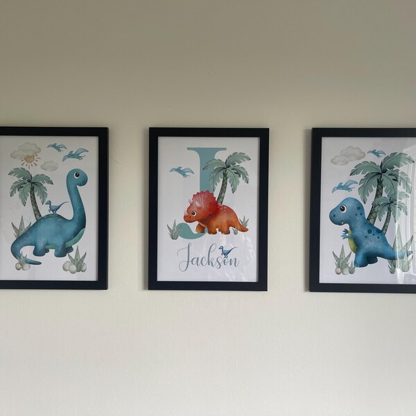 Personalised Safari Nursery Wall Print Set of 3, Kids Name Print, Boys ...