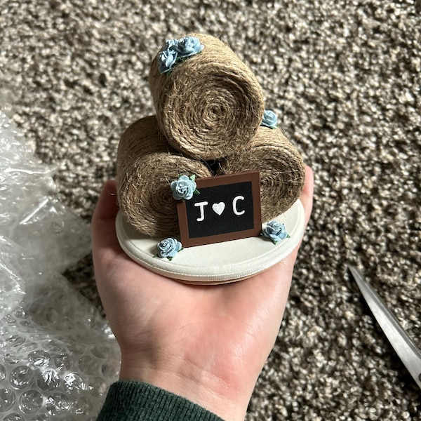 Sunflower Hay Bale Cake Topper Country Wedding Cake Topper Farm Wedding ...