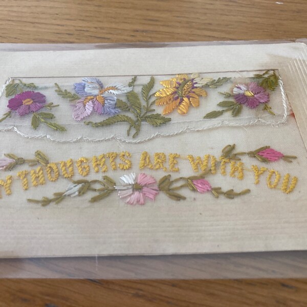 WW1 Embroidered Silk Postcard Love and Best Wishes From Sheerness (L1F ...