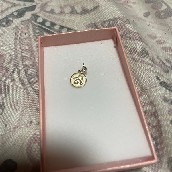 14k Solid Gold Angel Pendant Necklace: Diamond Cut Religious Gift - Etsy