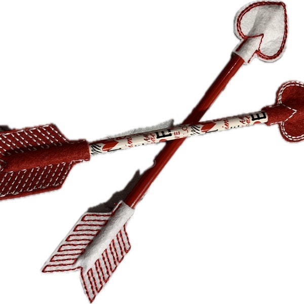 Valentine Arrow Pencil Topper in the Hoop Machine Embroidery Design - Etsy