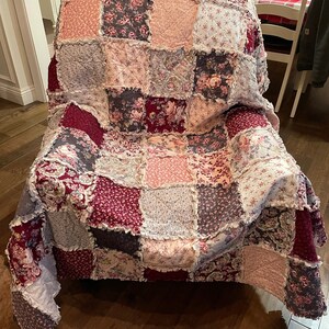 Amethyst Isles Large Rag Quilt Throw Teals Aqua Pinks Rose Spicy Browns Cream - Etsy