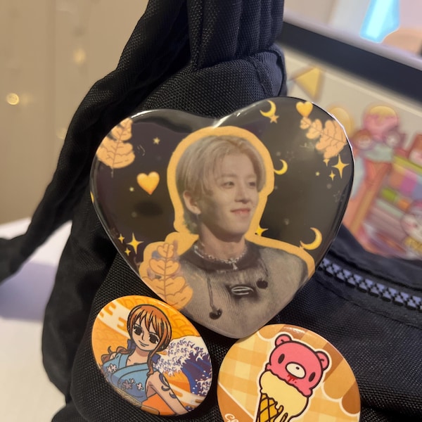 Custom K-POP Heart Button Pins - Etsy