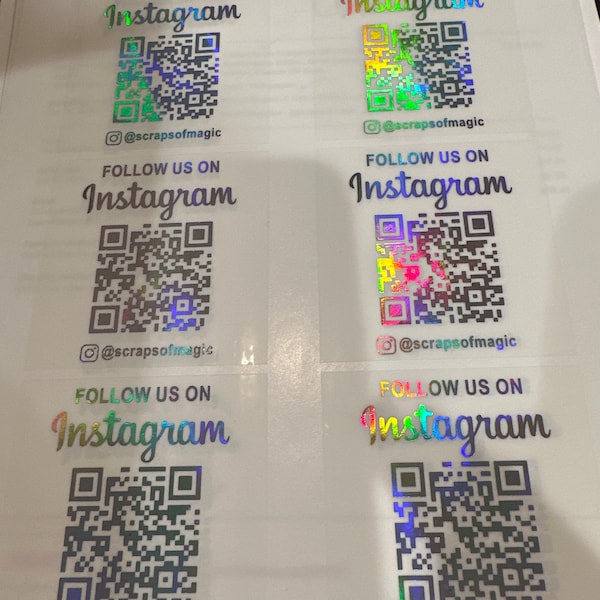 Metallic Foil Instagram QR Code Stickers Custom Social Media Stickers ...