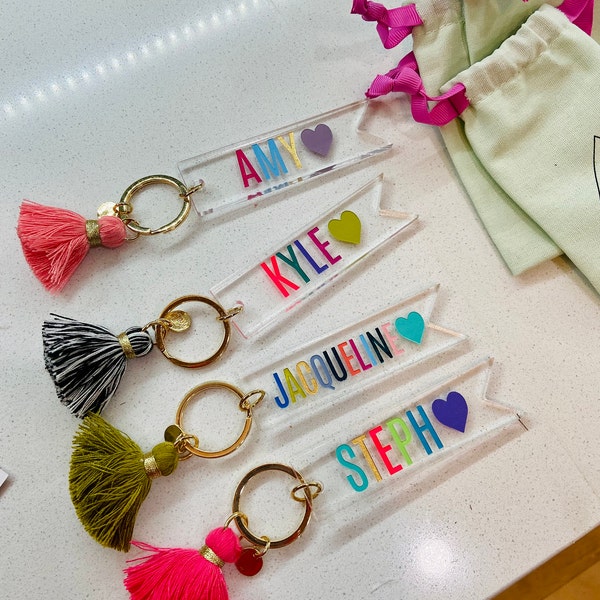 Personalized Name Keychain, Custom Name Tag, Colorful Tassel Keychain ...