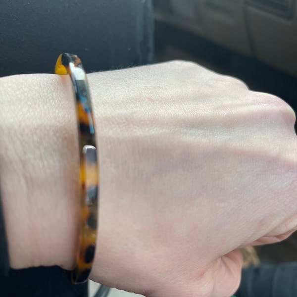 1 Tortoise Shell Bracelet, Thin and Skinny, Acetate Plastic, Tortoise ...