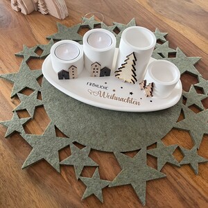 Deko Teller Set, Beton Deko ZUHAUSE Mit 2 Deko Häusern u. Herz Teelicht ...