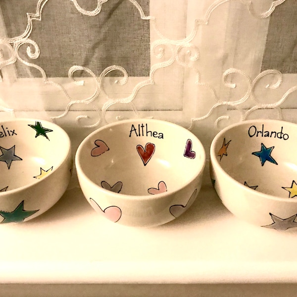 Personalised Bowl, Pretty Glazed Ceramic Bowls, Bowl for Child, Mum Dad ...