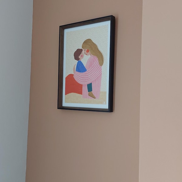 Mum Love, Motherhood Art Print, Mama Son / Daughter Poster, Woman ...