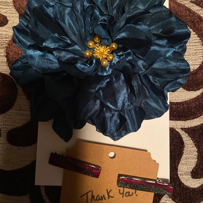 Big Green Flower Brooch Hair Clip, Handmade Floral Shoulder Pins, Big ...