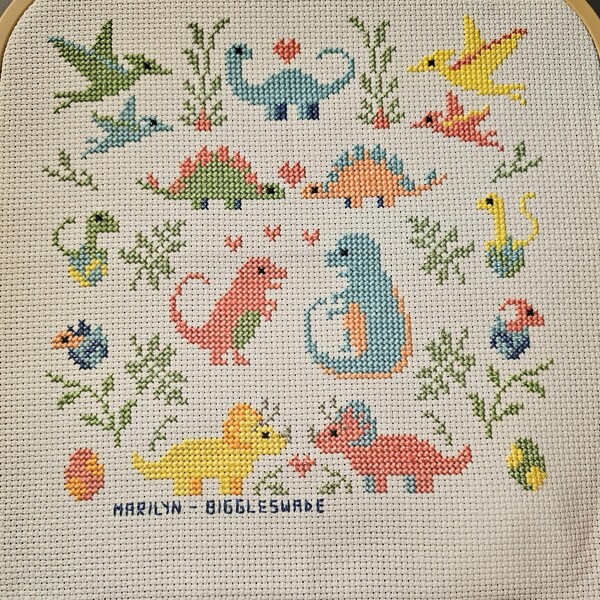 Dinosaur Cross Stitch Pattern PDF - Baby Dinos - Modern Colourful X ...