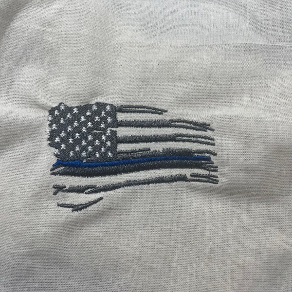 Wavy Thin Blue Line US Flag Machine Embroidery Design | Instant ...