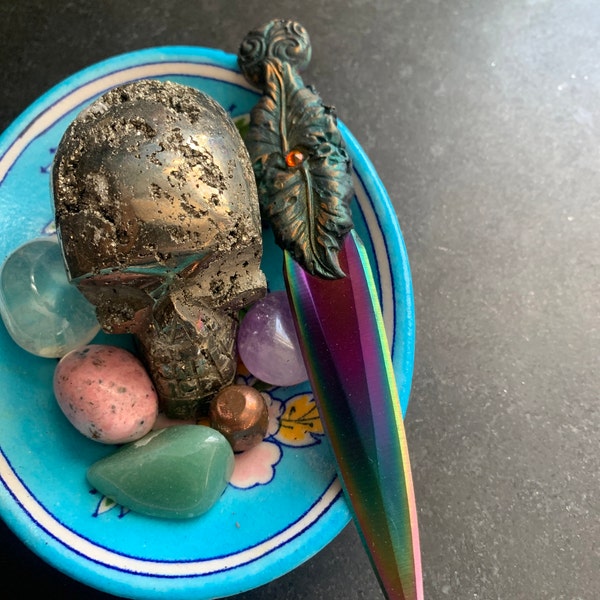 Mushroom Wiccan Athame Woodland Crystal Blade, Wicca Ritual Knife ...